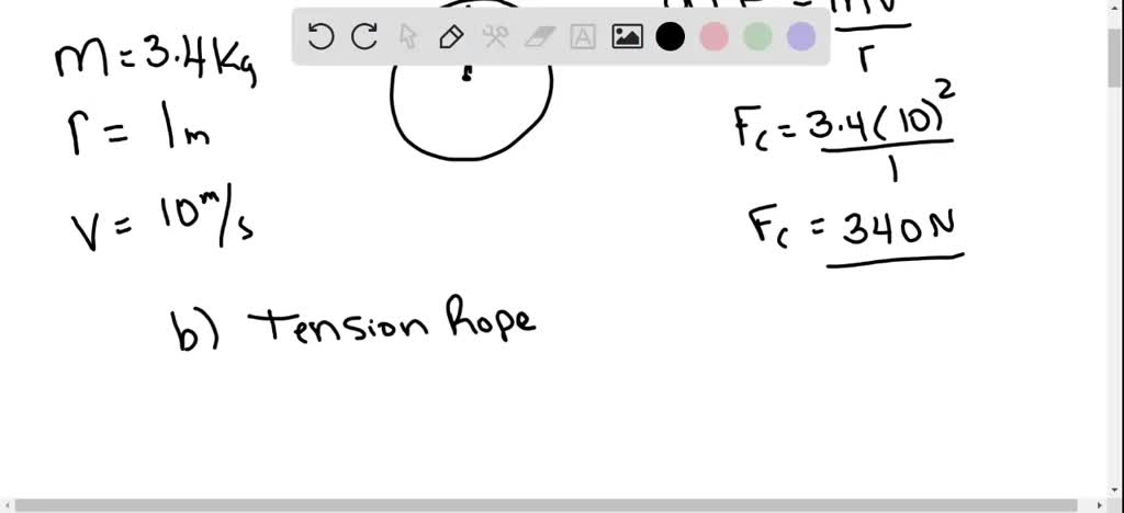 SOLVED: A 3.4 kg bucket of water attached to 1,0 m rope. The bucket is ...