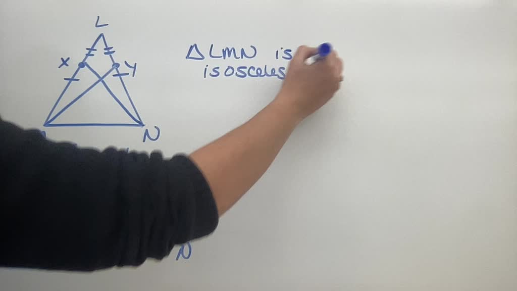 Triangle LMN is isosceles with LM = LN, and X and Y are points on LM ...