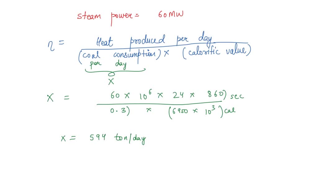 SOLVED A 60 MW Steam Power Station Has A Thermal Efficiency Of 30 If