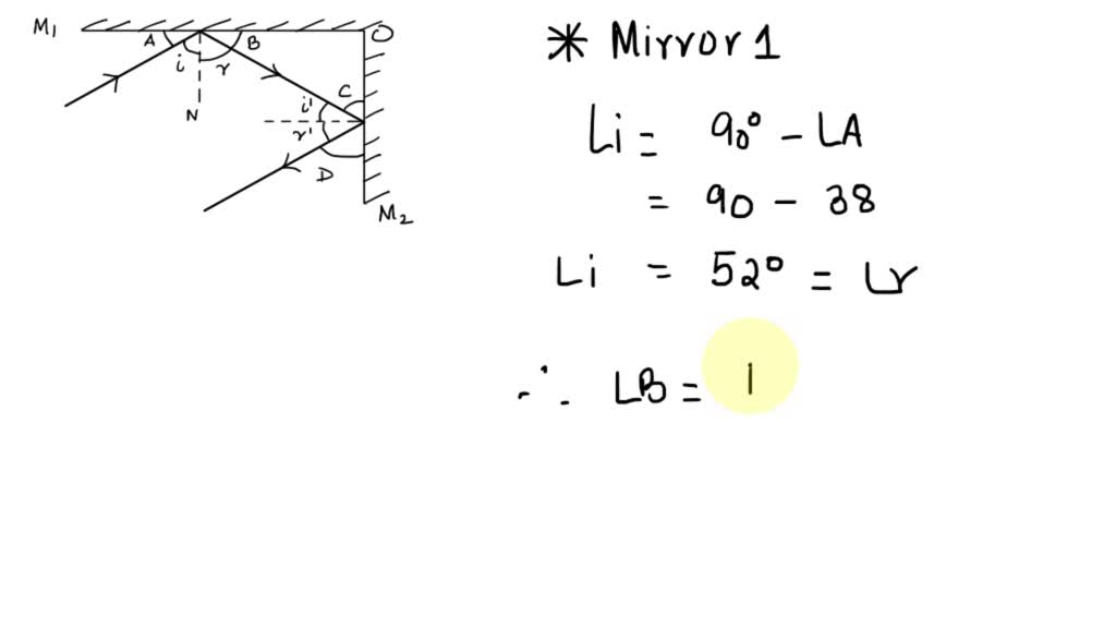 SOLVED: In a physics lab, a student is shown. The student arranges two mirrors with a right ...