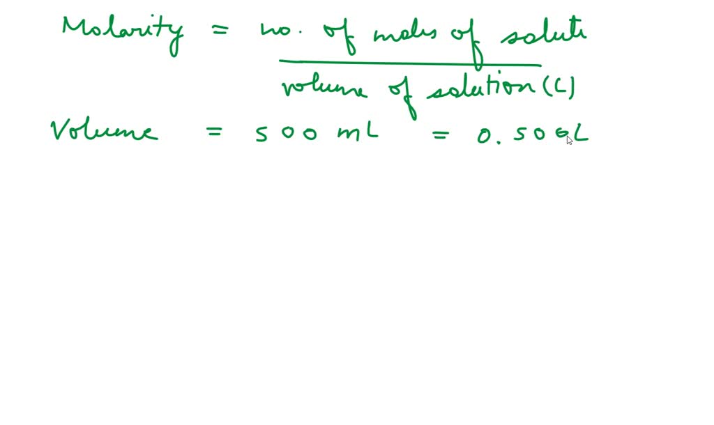 SOLVED: You are asked to make 500. mL of a 0.250 M sodium chloride (NaCl) solution.a. How many ...