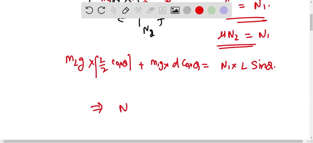 SOLVED: A uniform ladder with mass m2 and length L rests against a ...