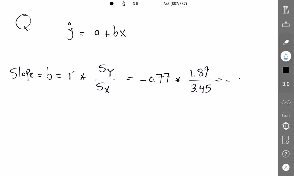 SOLVED: Given the following summary statistics, find the slope and y-intercept - regression ...