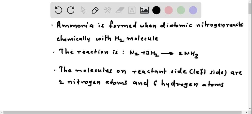 SOLVED: The two reactants combine to form a single product, ammonia, nh3, which is not shown ...