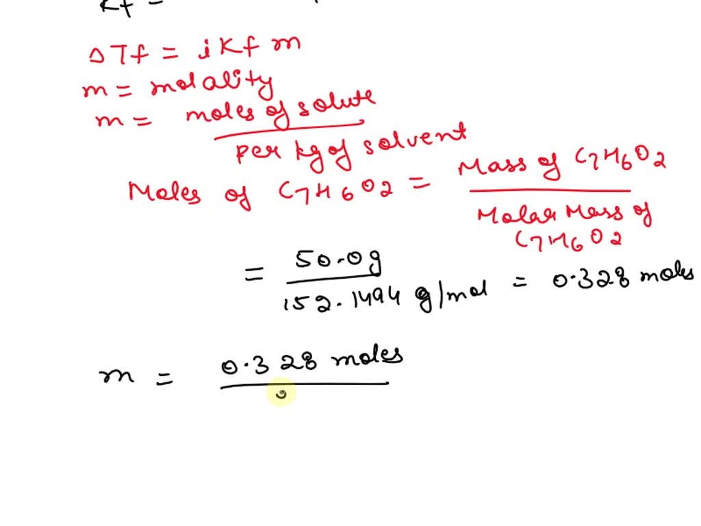 Calculate the freezing point of a solution of 50.0 g of methyl ...