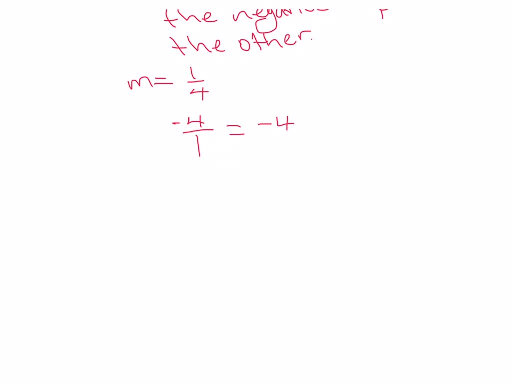 SOLVED: Find the slope of a line perpendicular to the line whose ...