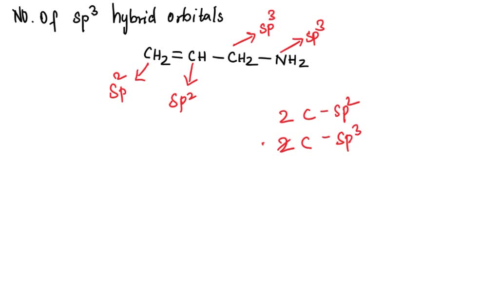 SOLVED: Number of sp3 hybrid orbitals are present in CH2 = CH â€“ CH2 â ...