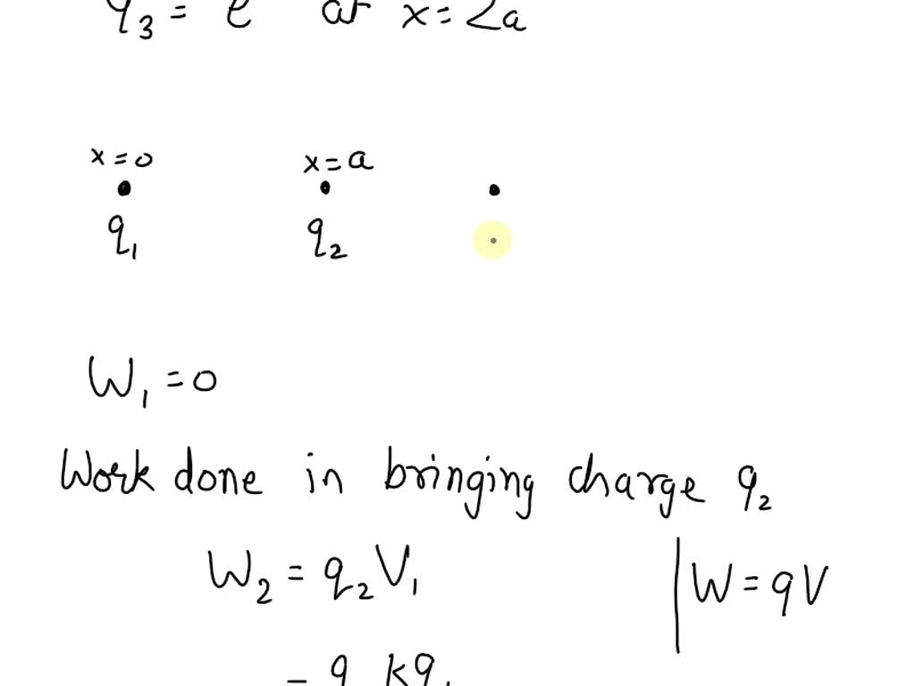 SOLVED: Two-point charges are located at the x-axis, q1=-e at x=0 and q2=+e at x=a. Find the ...