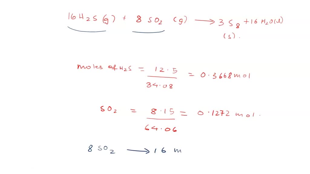 SOLVED: Hydrogen sulfide reacts with sulfur dioxide according to the ...