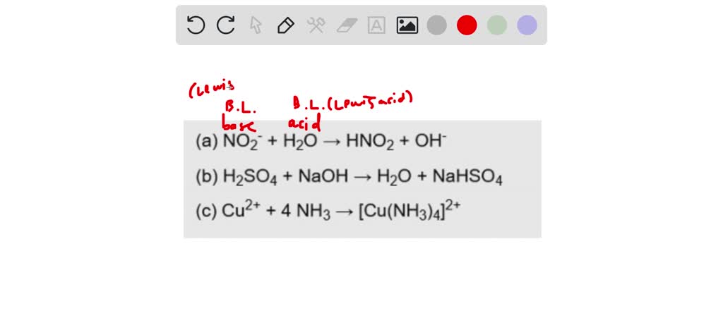 SOLVED: Acids and bases: definitions Consider the following reactions: (a) NOz HzO HNO2 OH" (b ...