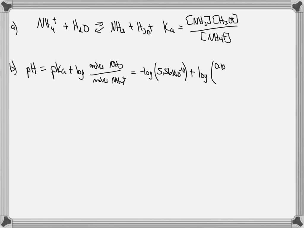 SOLVED: i need help please!A buffer is prepared by mixing 150 ml 0.185 M NH4Cl with 100.0 ml 0. ...