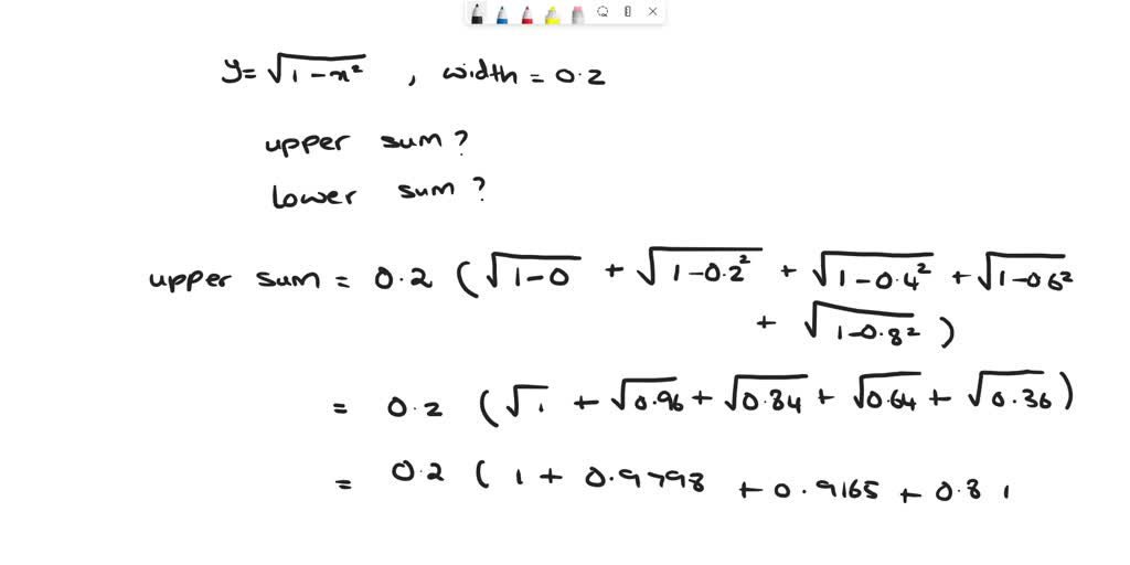 SOLVED: Use the upper and lower sums to approximate the area the region using the given number ...