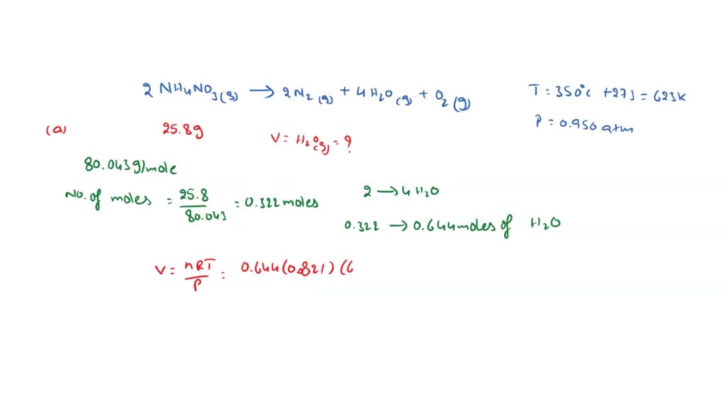 SOLVED: When heated to 350 degrees Celsius at 0.950 atm, ammonium ...