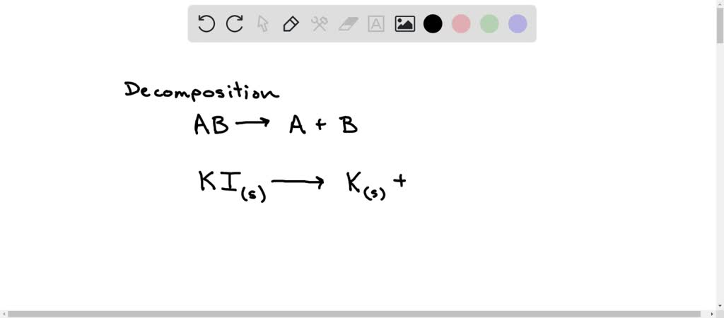 Iodine gas and solid potassium are produced by the decomposition of ...