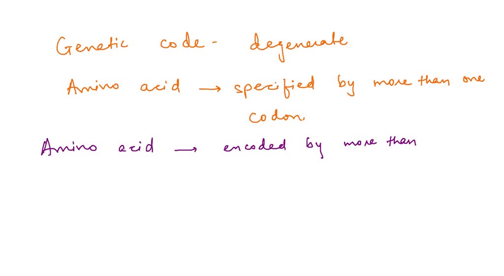 Solved Part A The Genetic Code Is Degenerate Meaning That A Codon Can