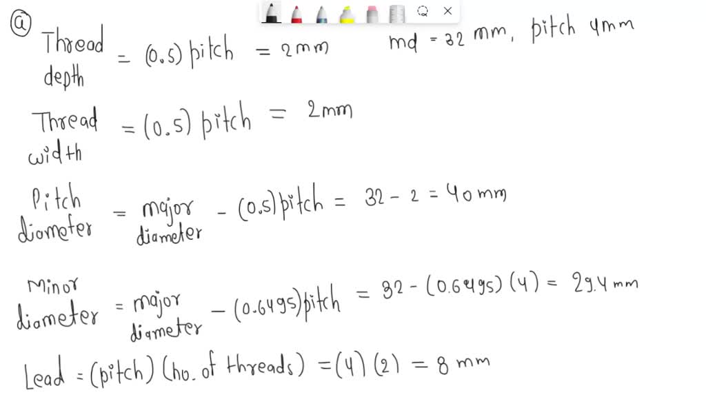 SOLVED: EXAMPLE 8-1 A square-thread power screw has a major diameter of ...