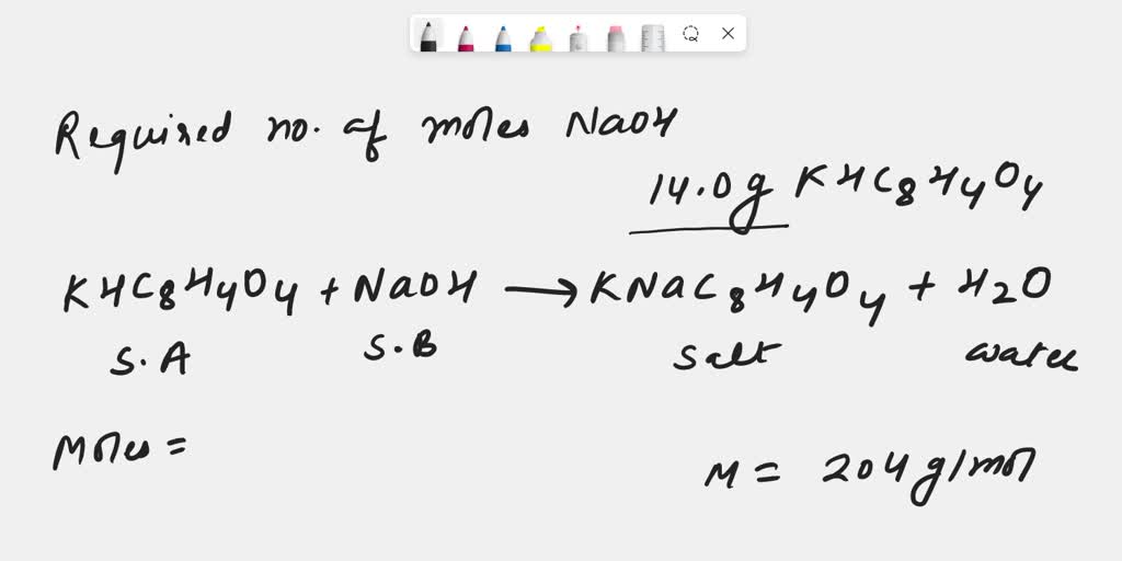 SOLVED: How many moles of NaOH are needed to react with 14.0 g of KHC8H4O4? answer in correct ...