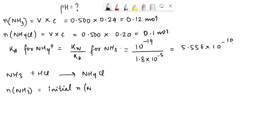 SOLVED: Calculate the pH if 0.03 mol HCl is added to 0.500 L of a buffer solution that is 0.24 M ...