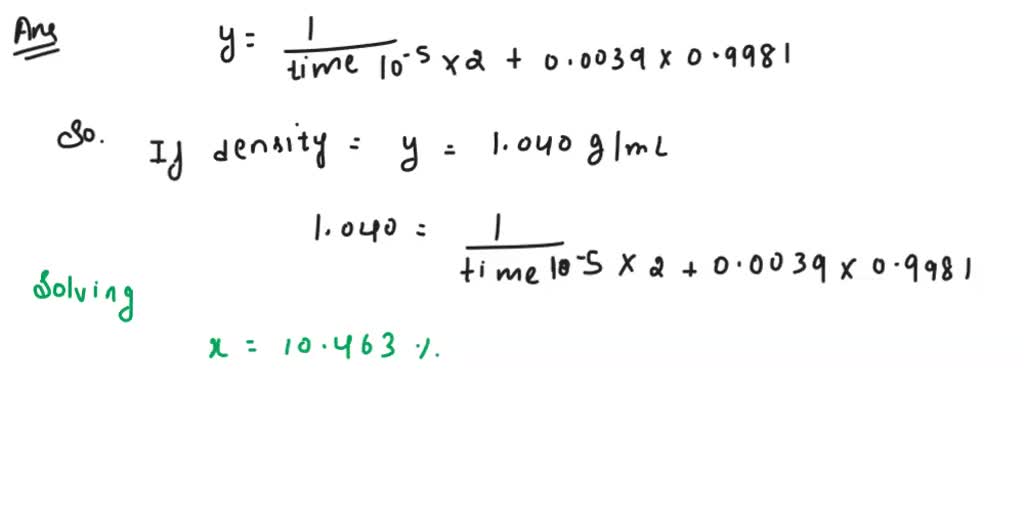 SOLVED: The density of sugar solutions at various concentrations is ...