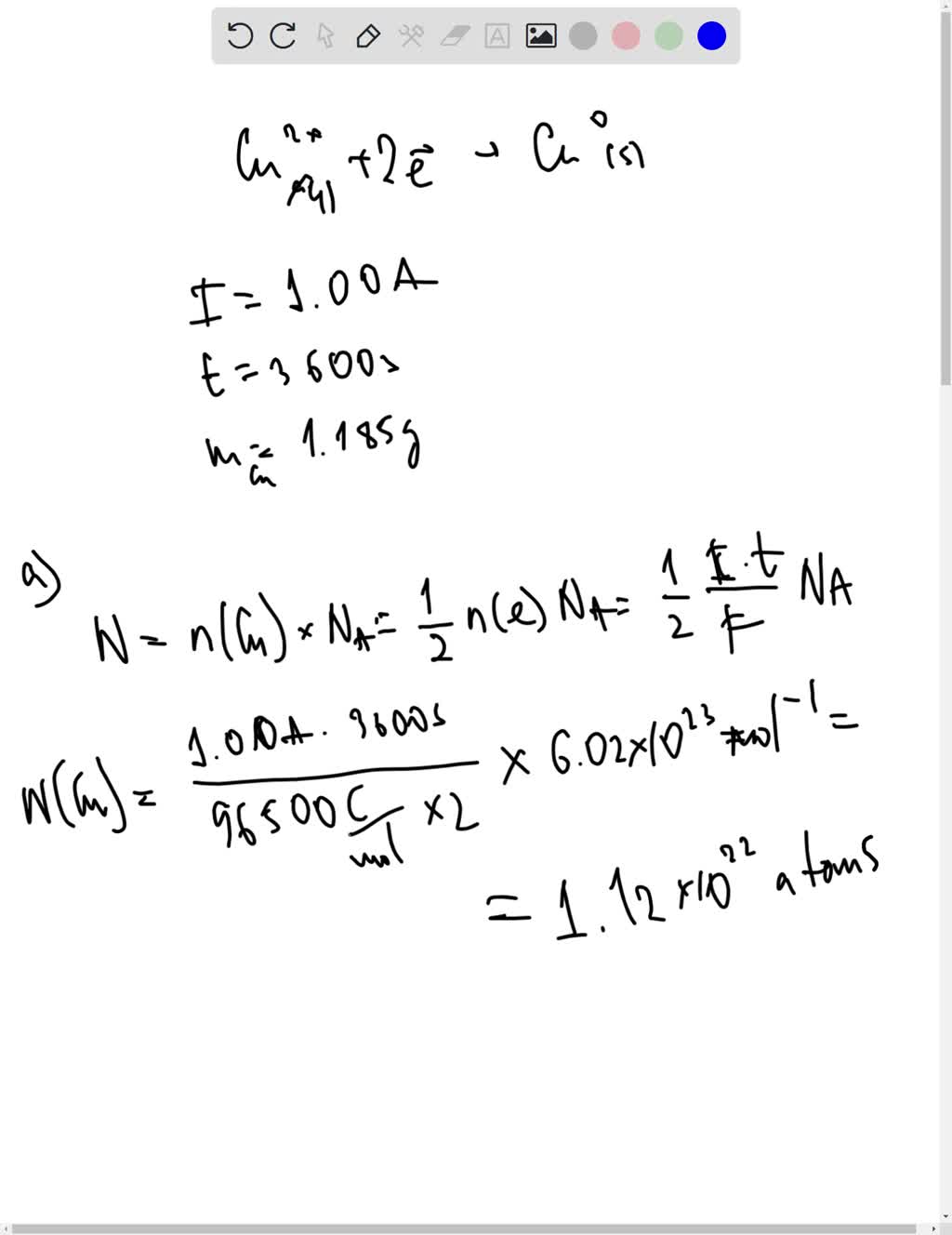 SOLVED: Weighing a copper atom in an electrolysis experiment. A ...