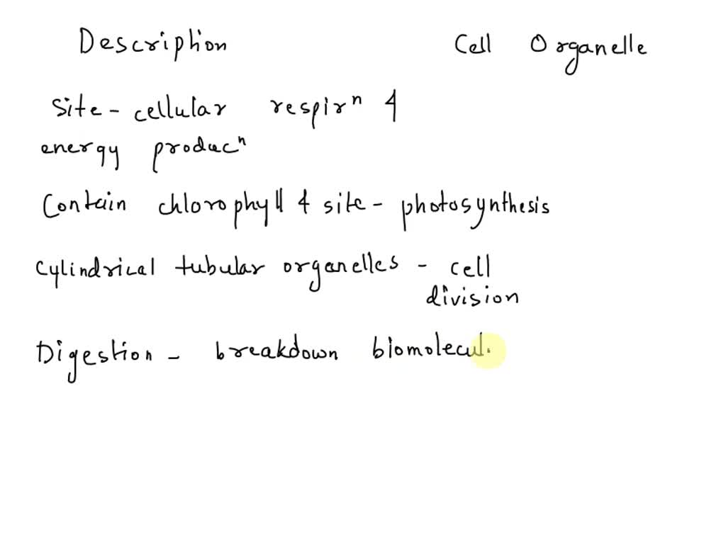 SOLVED: Match each cell organelle with its description. Drag one like ...