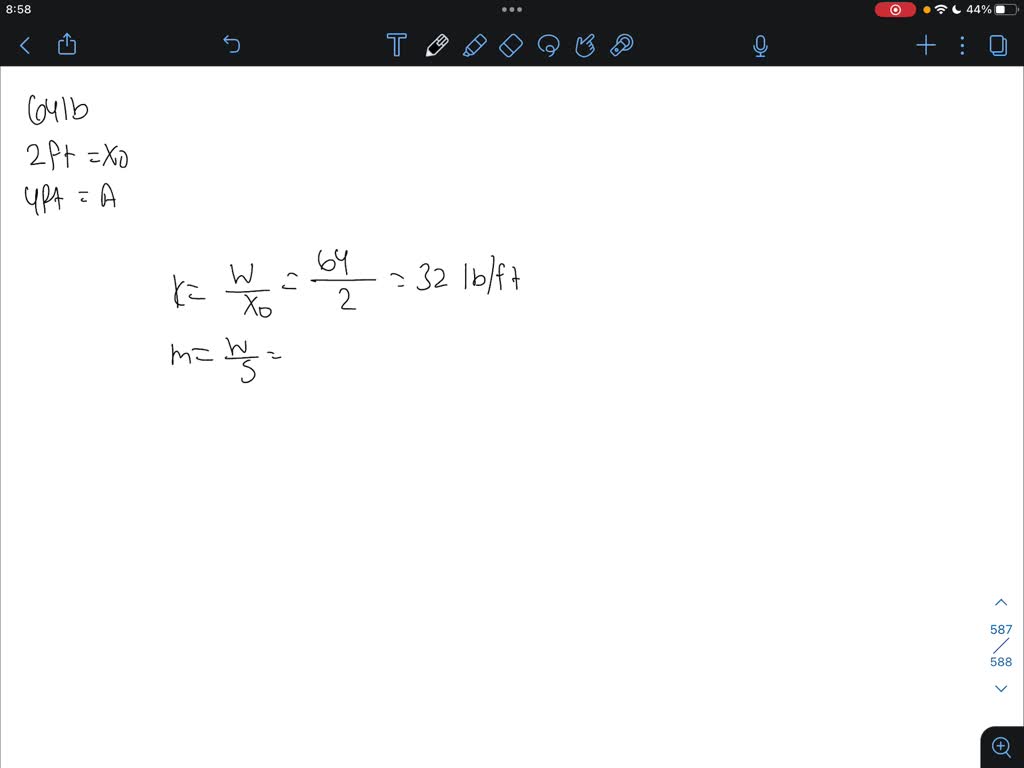 SOLVED: A weight of 64 Ib stretches a spring 2 ft: The weight is pulled ...