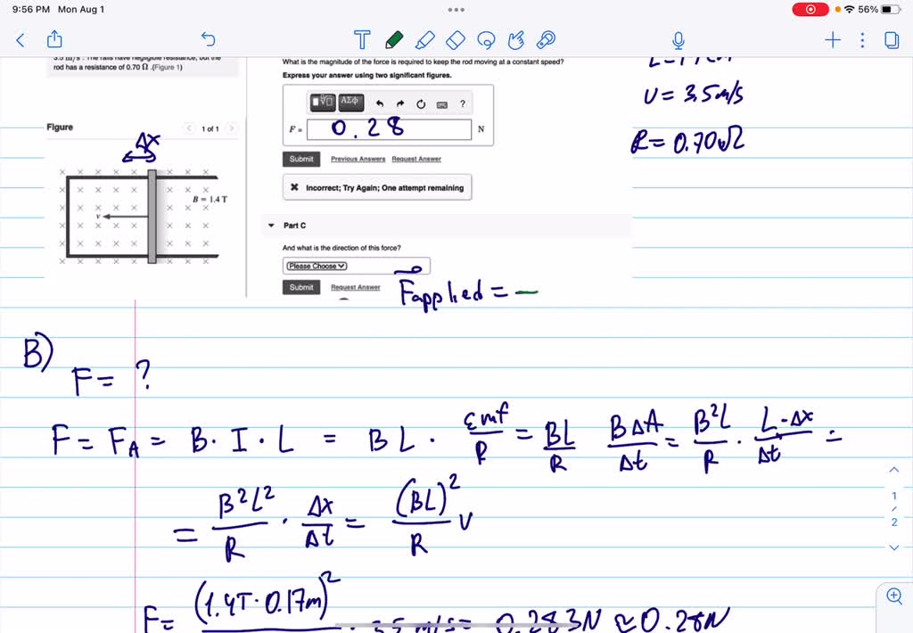 SOLVED: Review Constants The figure shows 22-cm-long metal rod pulled along two frictionless ...