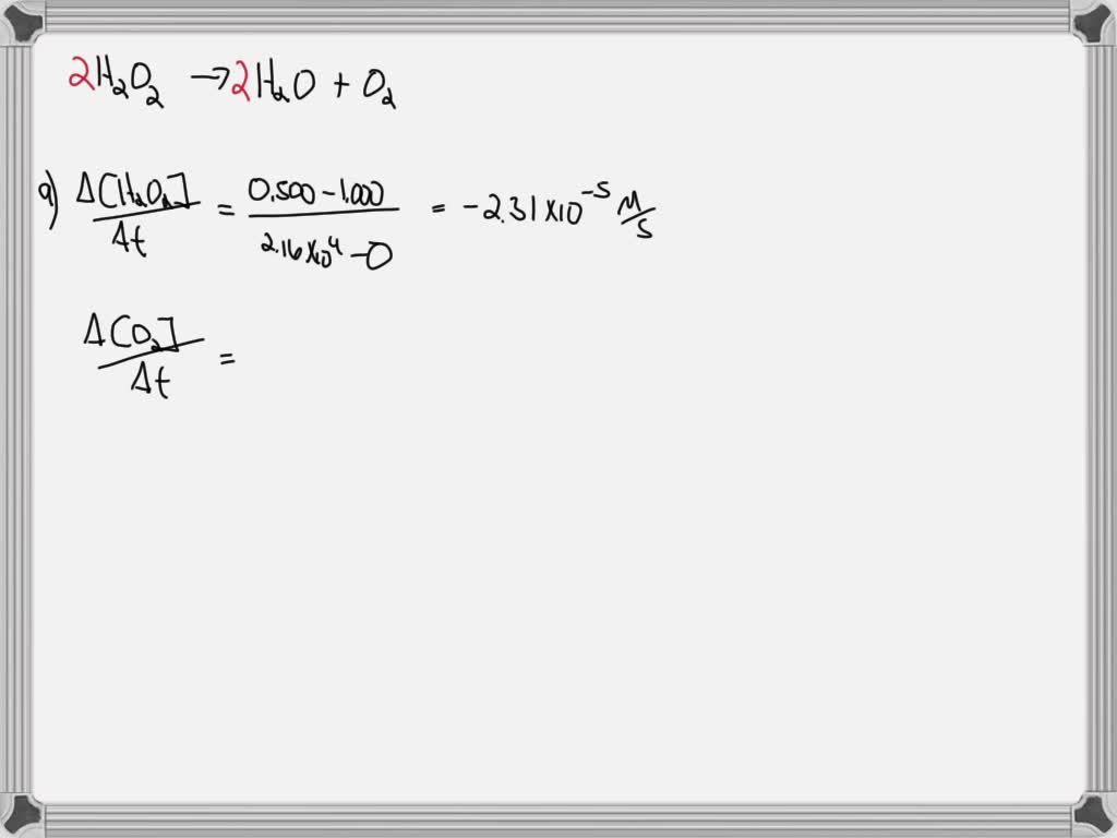 SOLVED: At 40Â°C, H2O2(aq) will decompose according to the equation ...