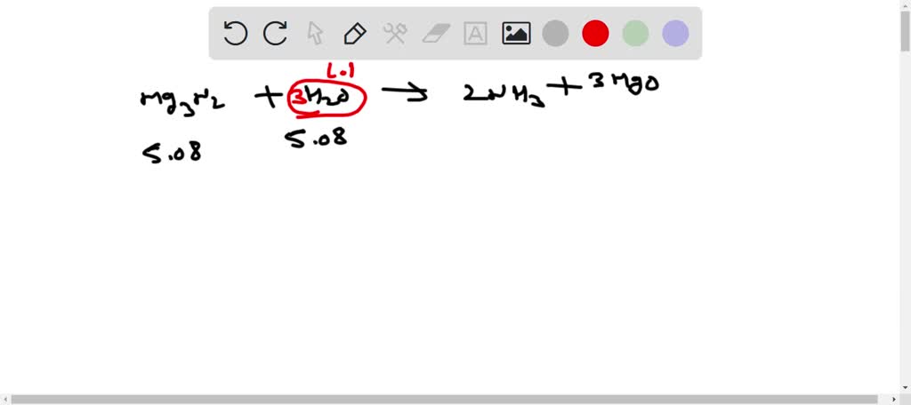 SOLVED: Consider the following reaction: Mg3N2 + 3 H2O –> 2 NH3 + 3 MgO Suppose 5.08 moles of ...