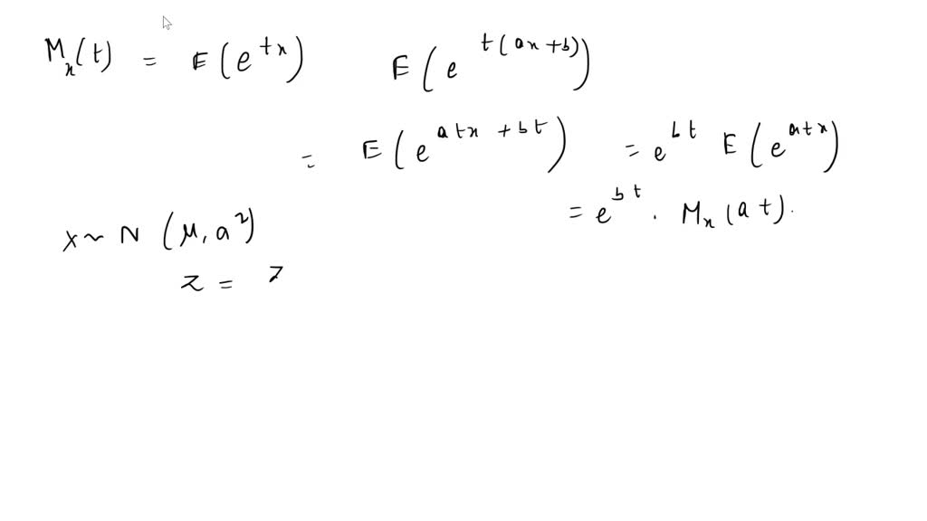 SOLVED: Example 6.6 (MGF of standard normal RV). Given a random variable X, its moment ...
