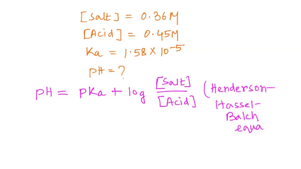 SOLVED: A buffer solution contains 0.36 M sodium acetate (CH3COONa) and 0.45 M acetic acid ...