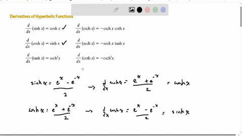 Derivatives of Hyperbolic Functions (d)/(dx)(sinhx)
