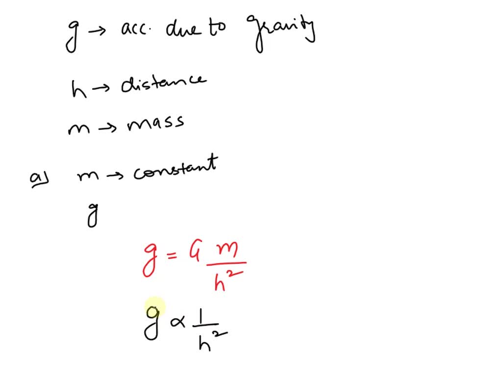 SOLVED: Consider the acceleration due to gravity, g, at a distance h ...