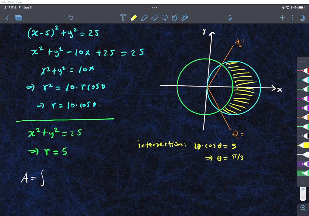 SOLVED Use A Double Integral In Polar Coordinates To Find The Area Of The Region The Region 