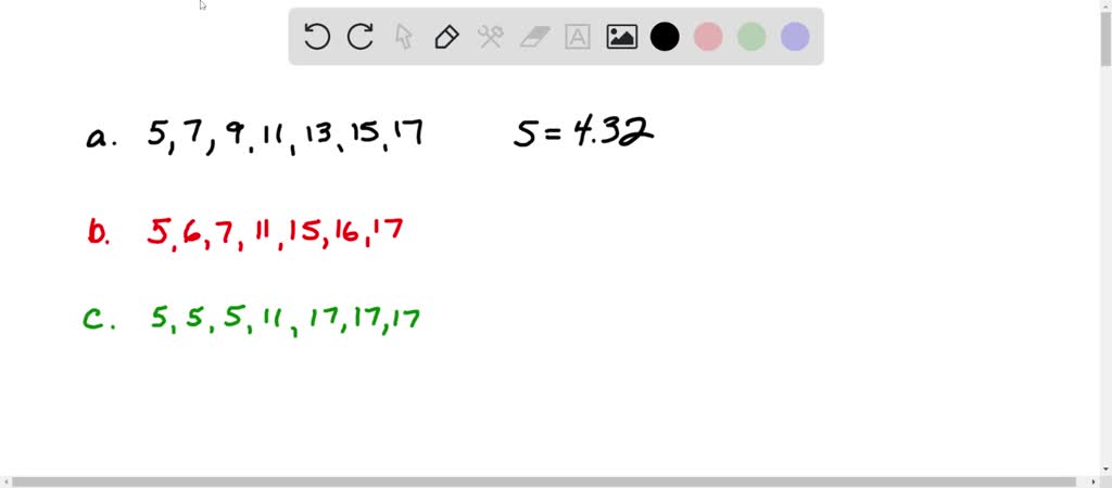 SOLVED: The three data sets have the same mean and range, but is the variation the same? Prove ...
