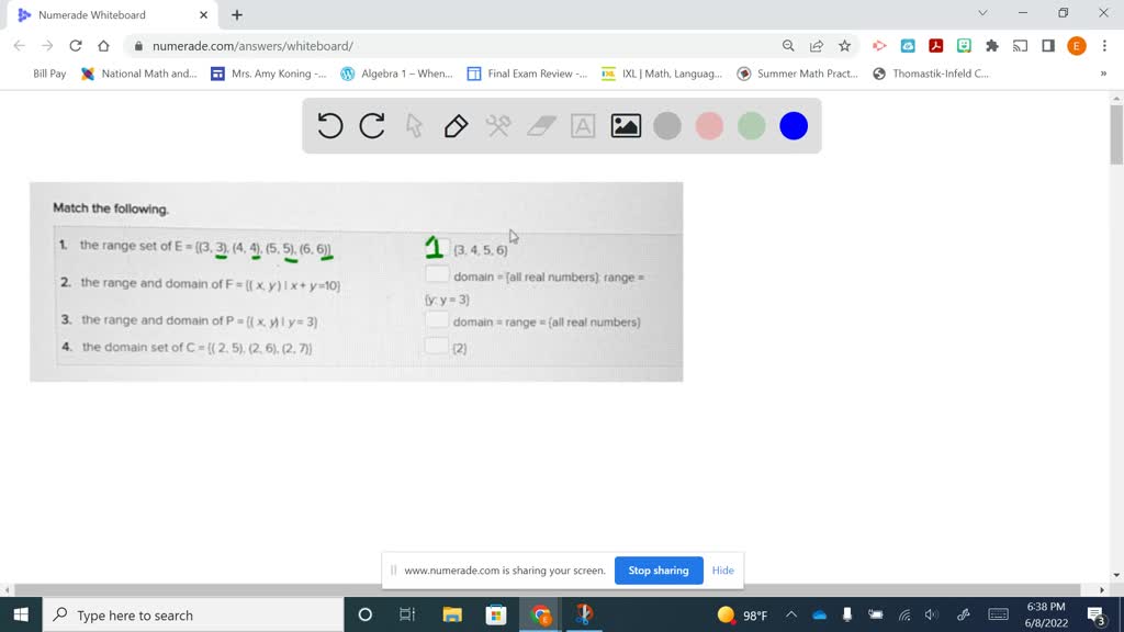 SOLVED: DOMAIN AND RANGE MATCHING ACTIVITY Read the attached page notes ...