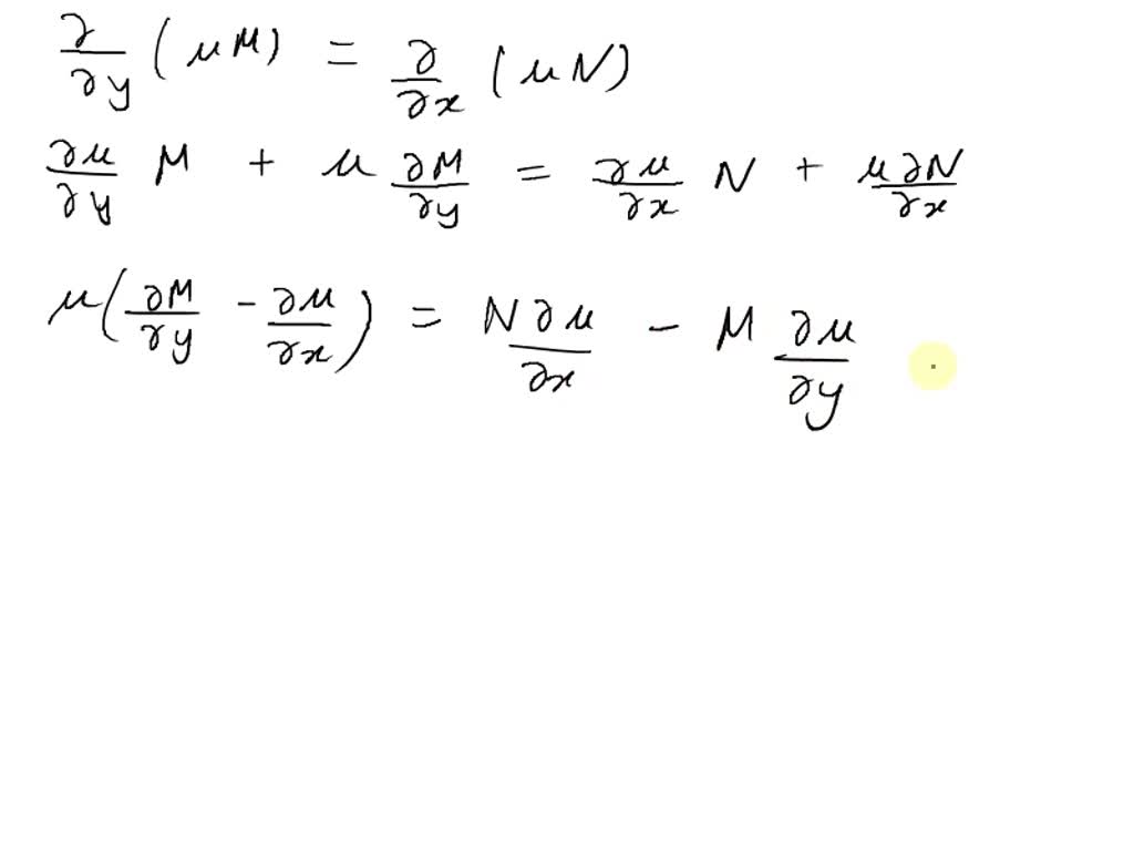 SOLVED: Show that if (Nx + My) / M = Q, where Q is a function of y only, then the differential ...