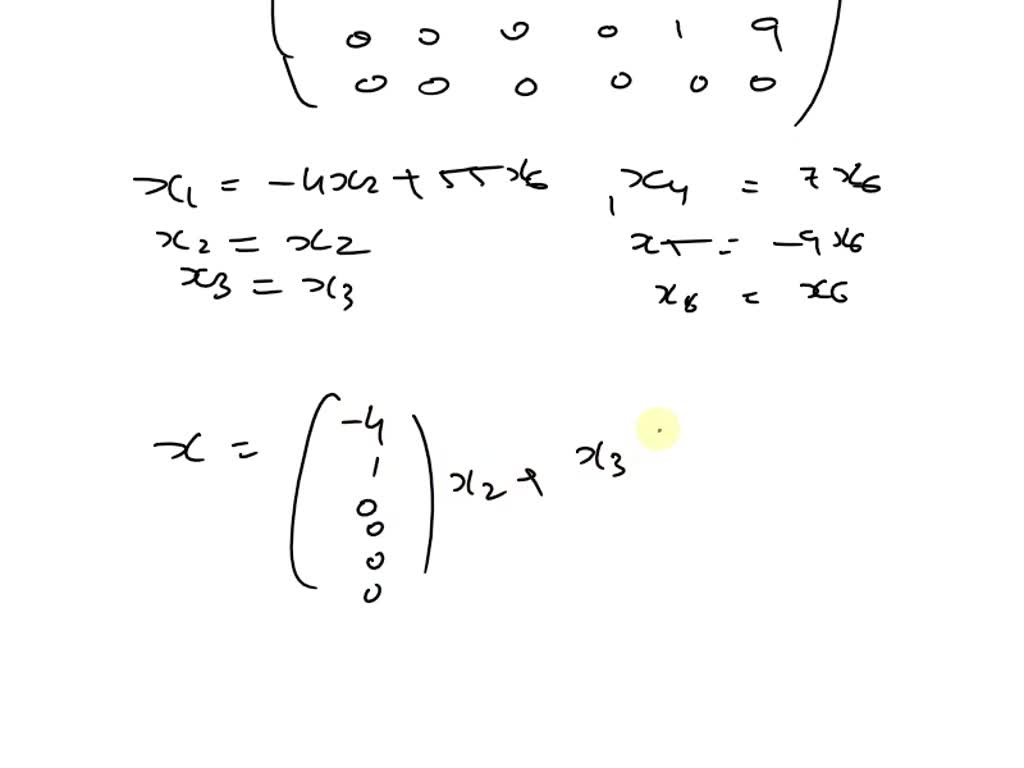 Solved Describe All Solutions Of Ax 0 In Parametric Vector Form Where A Is Row Equivalent To 8921