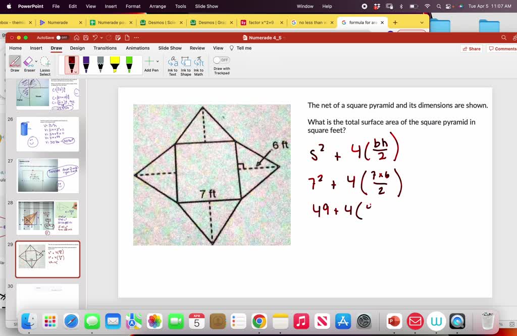 SOLVED: 'The net of a square pyramid and its dimensions are shown. What ...