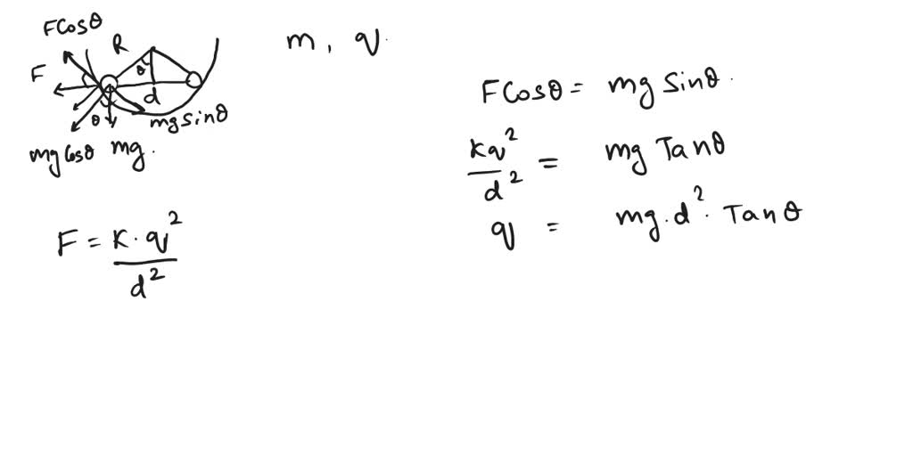 SOLVED: Two identical beads each have a mass m and charge q. When placed in a hemispherical bowl ...