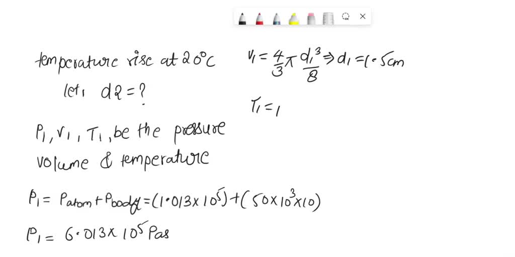 SOLVED: A diver 50 m deep in 10∘C fresh water exhales a 1.5 cm diameter ...