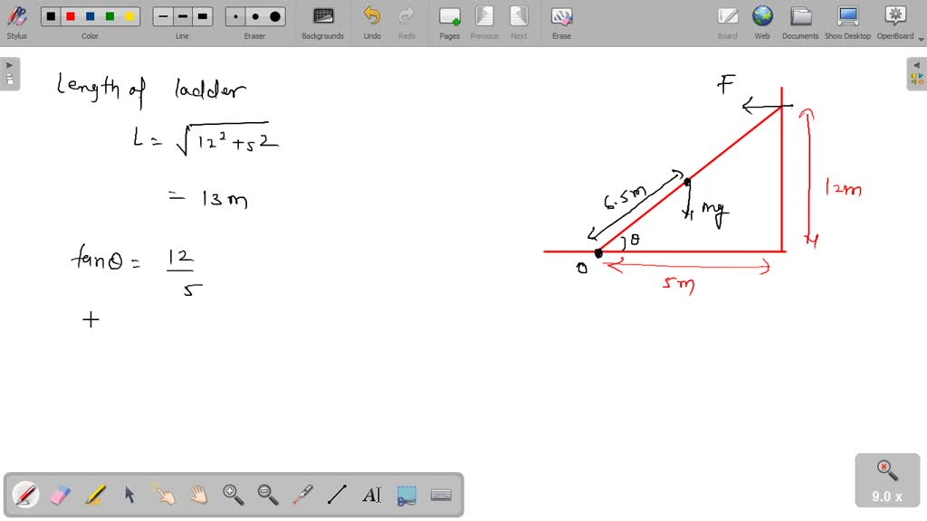 SOLVED: Torque 10 m 500 A ladder of length 10.0 meters is leaning ...