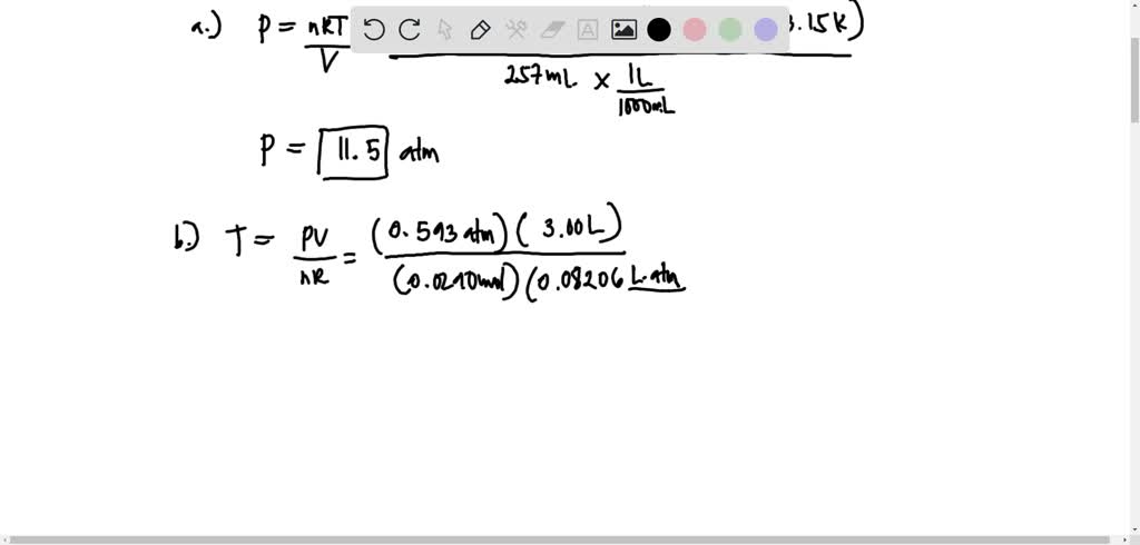 SOLVED: Using google colaboratory, python 3, Use PV=nRT to solve for ...
