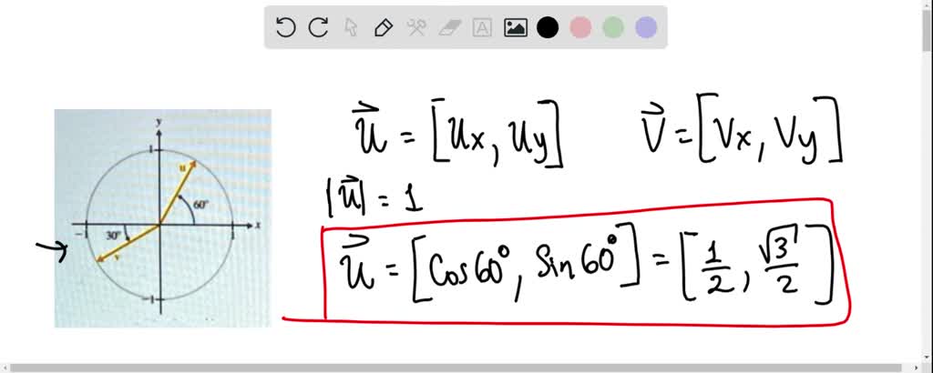 SOLVED: Find the components of the vectors u, v, U + V, and where u and ...