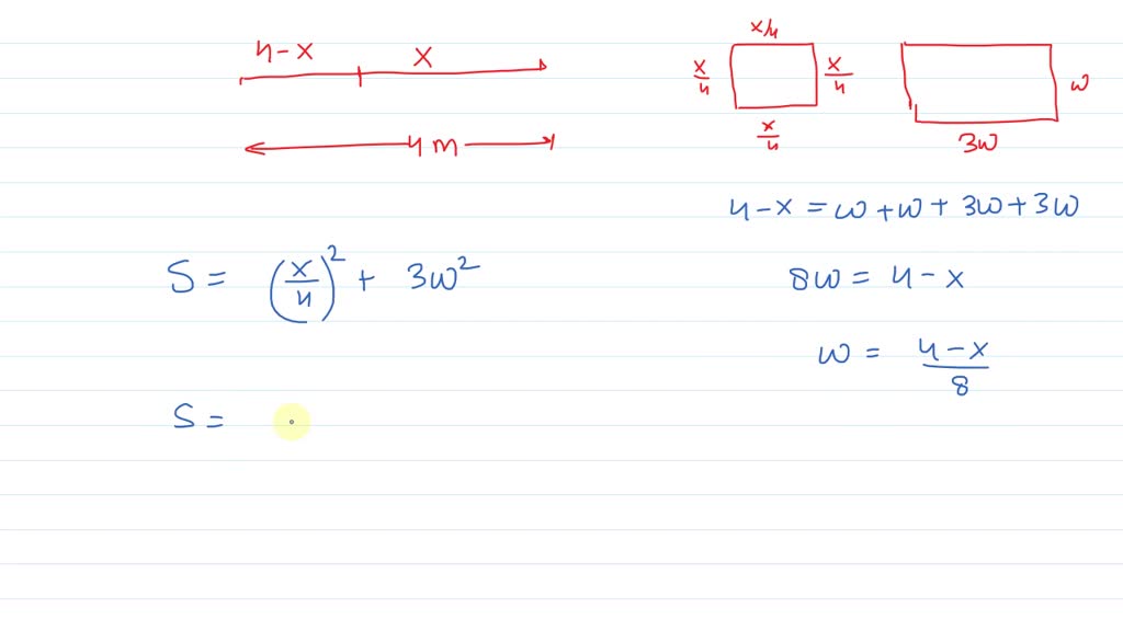 SOLVED: 'Optimization: A 4-meter length of stiff wire is cut in two ...