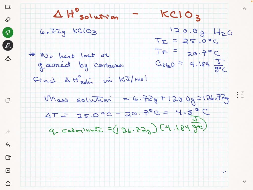 When 6.72 grams of potassium chlorate (KClO₃) are dissolved in 120.0 ...