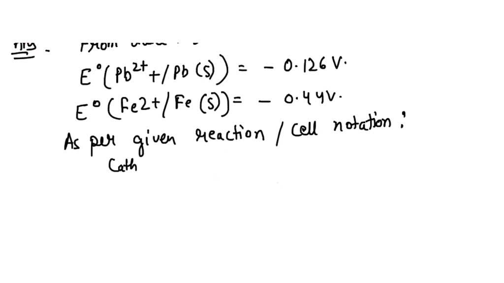 SOLVED: The cell potential of an electrochemical cell made of an Fe ...