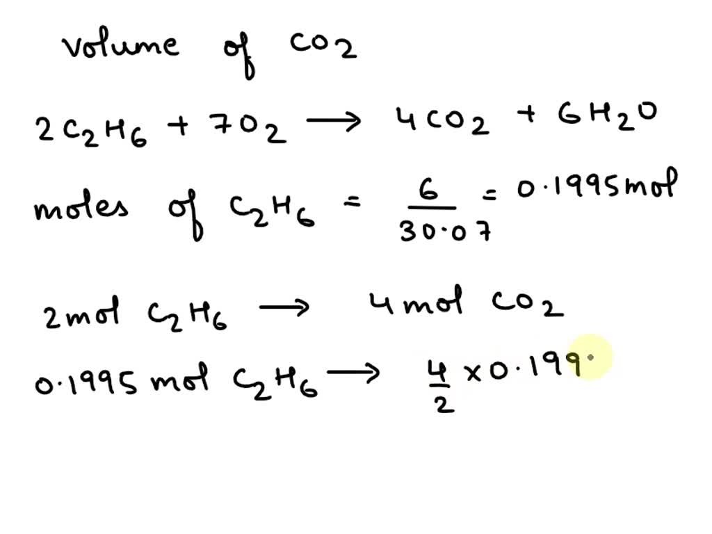 SOLVED: 2000 cc of oxygen was burnt with 400 cc of ethane. Calculate ...
