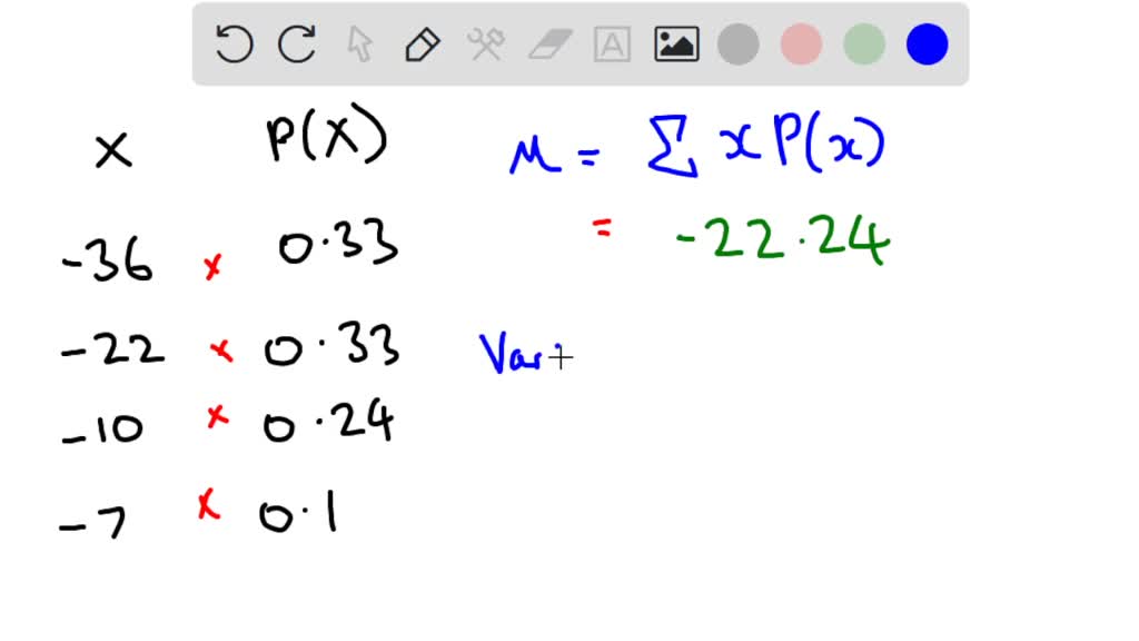 SOLVED: Calculate the mean, the variance, and the standard deviation of ...