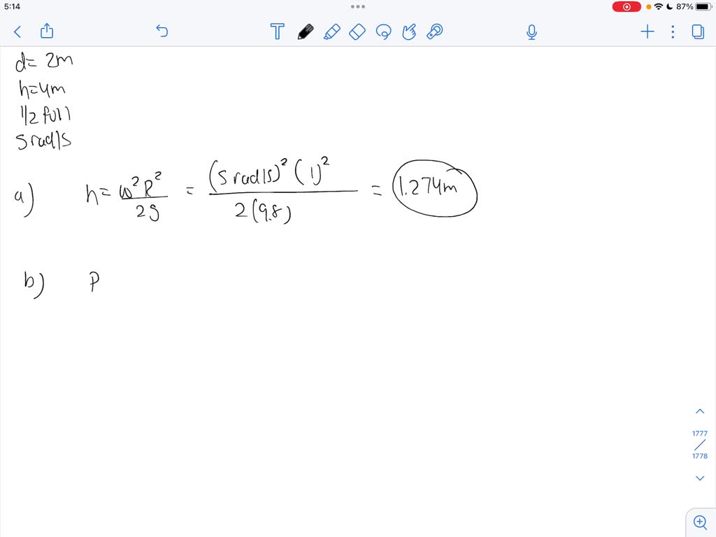 SOLVED: A right circular cylindrical container, 2 m in diameter and 4 m high, is 1/2 full of ...